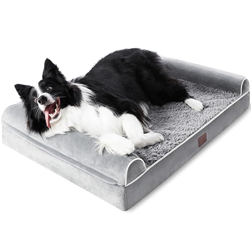 Figopage Orthopedic Dog Beds for Large Dogs - Extra Large Dog Beds for Large Dogs with Washable Removable Cover, Waterproof Comfy Dog Bed Couch with Sides for Medium/Large Dogs