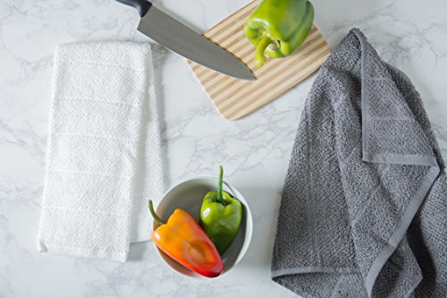 DII Basic Chef Collection, Assorted Terry Kitchen Towel Set, Dishtowel Set, Gray, 4 Piece