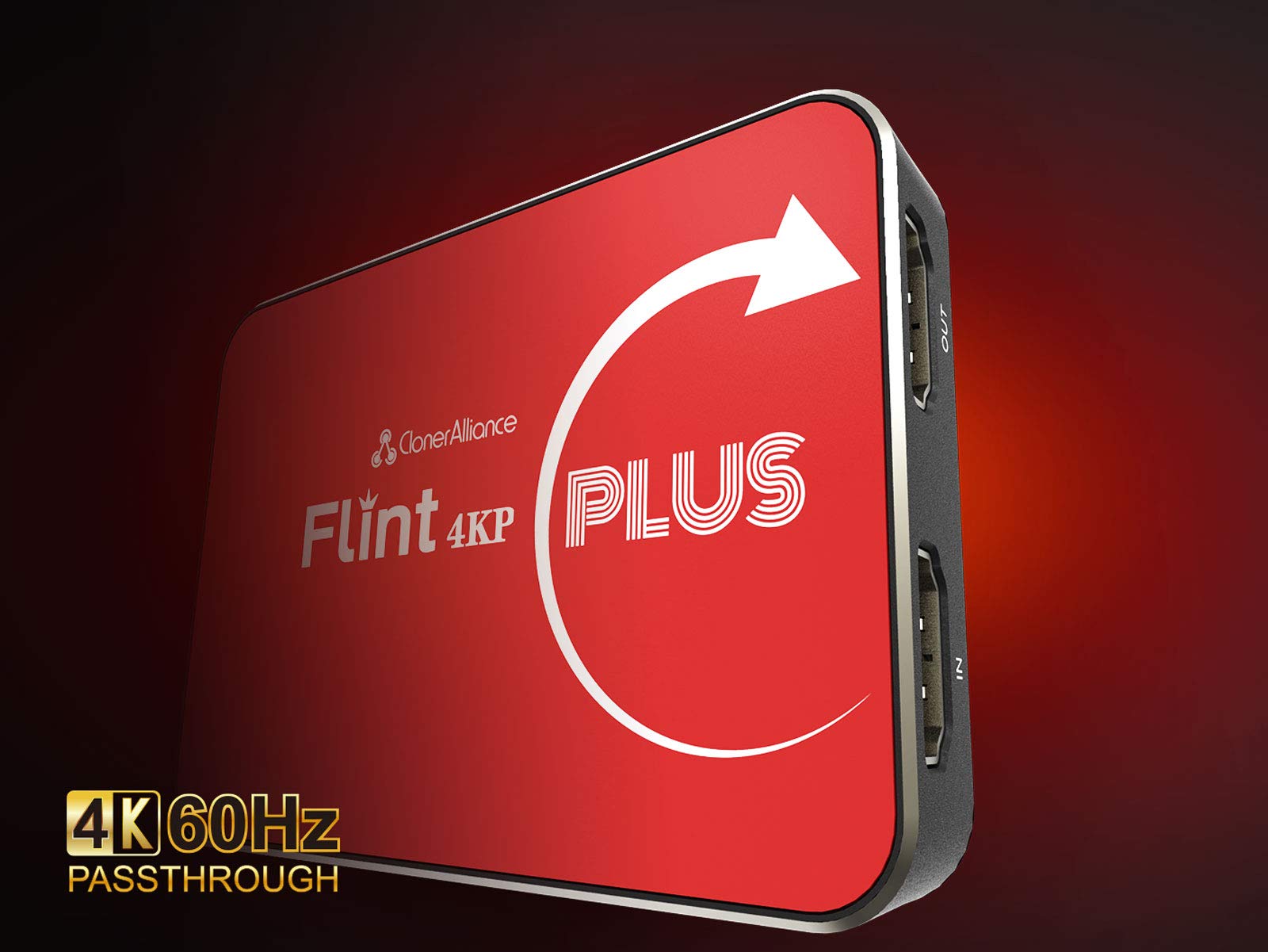 ClonerAlliance Flint 4KP Plus, 4K@60fps Passthrough, 1080p@60fps Video Capture with Mic Input, Ultra-Low Latency, Plug&Play. for Game Consoles, DSLR