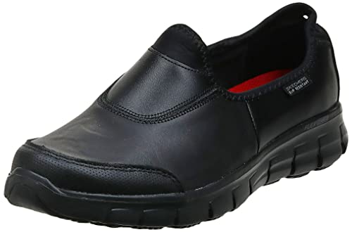 Skechers for Work Women's Sure Track Slip Resistant Shoe, Black, 7.5 M US