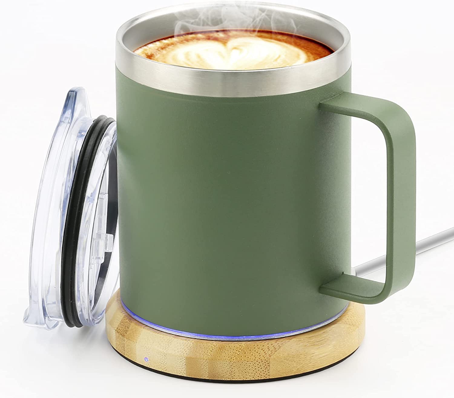 Coffee Warmer for Desk,Mug Warmer with Wireless Smart Charging,304 Stainless Steel Mug Warmer for Desk with Lid 12 Oz, Keeps Up to 131°F/55°C,Perfect for Valentines Day Cups,Coffee Gifts,Office