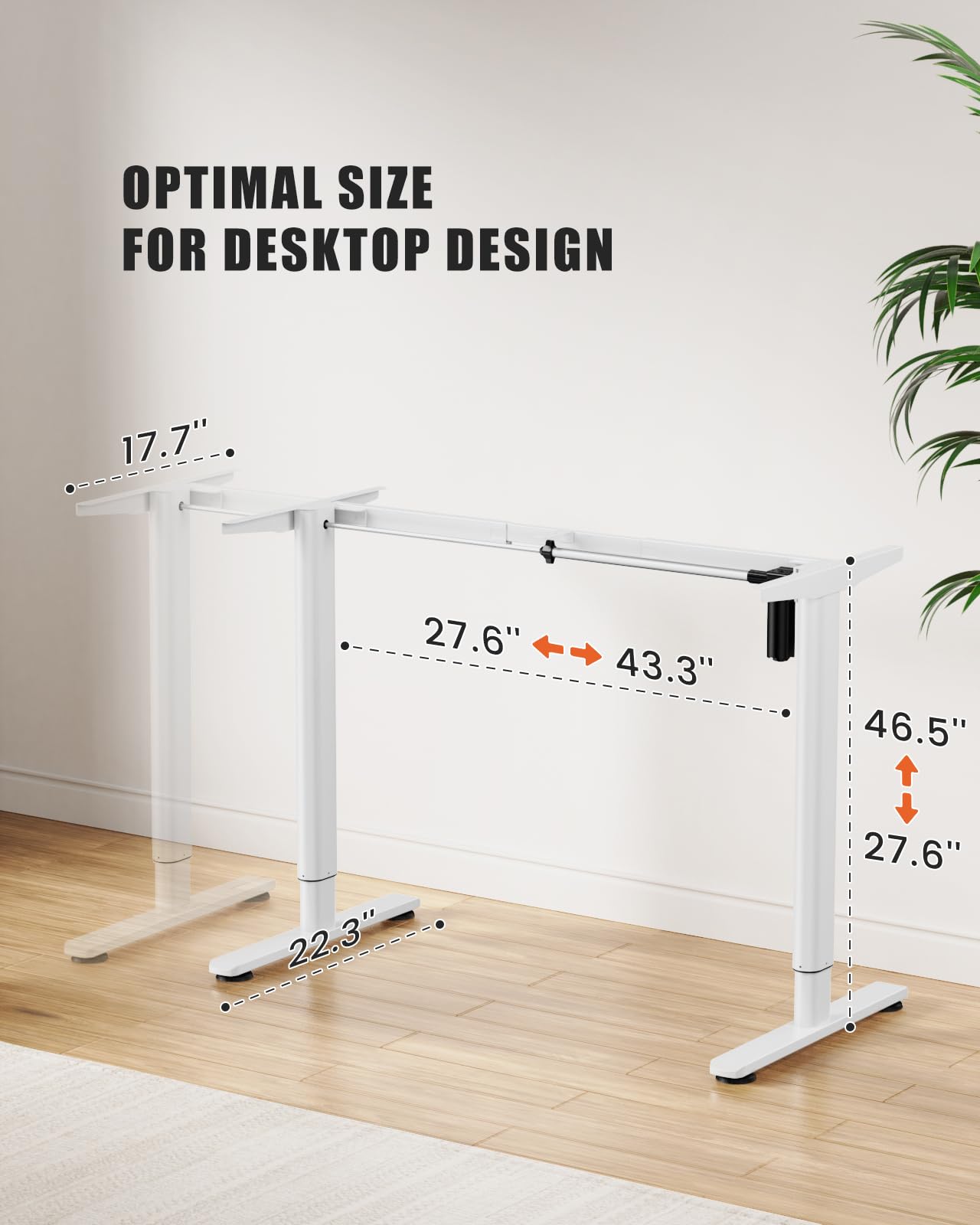 Flycity Electric Standing Desk Frame, Adjustable Height Stand Up Desk Legs, 27.6"-43.3" Adjustable Length Home Office Desk Legs, Computer Desk Base with Child Lock & Memory Function, Black Frame Only