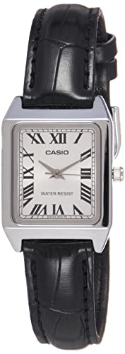 Casio LTP-V007L-7B1 Women's Rectangular Leather Strap Silver Roman Dial Dress Watch