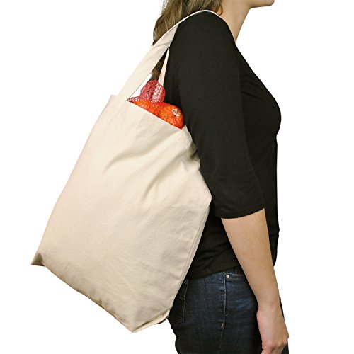 DII CAMZ33546 100% Cotton, Machine Washable Heavy Duty Canvas Reusable Shopping Tote Bag, Natural and Eggplant Damask, Set of 3