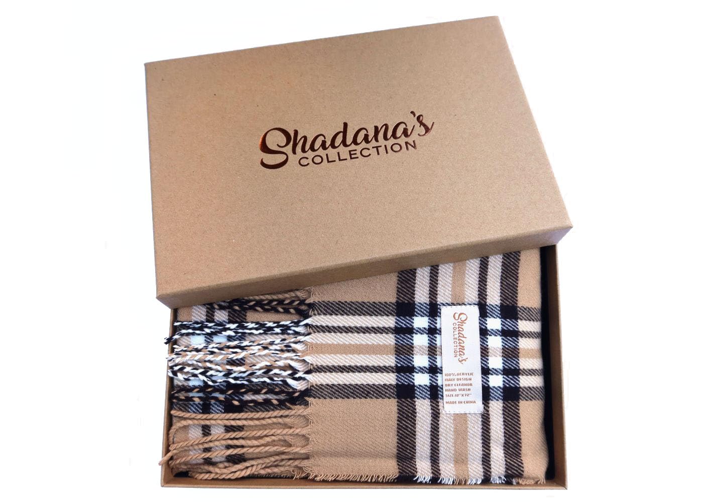 Classic Cashmere Feel Winter Scarf Super Soft Collection (CAMEL PLAID)
