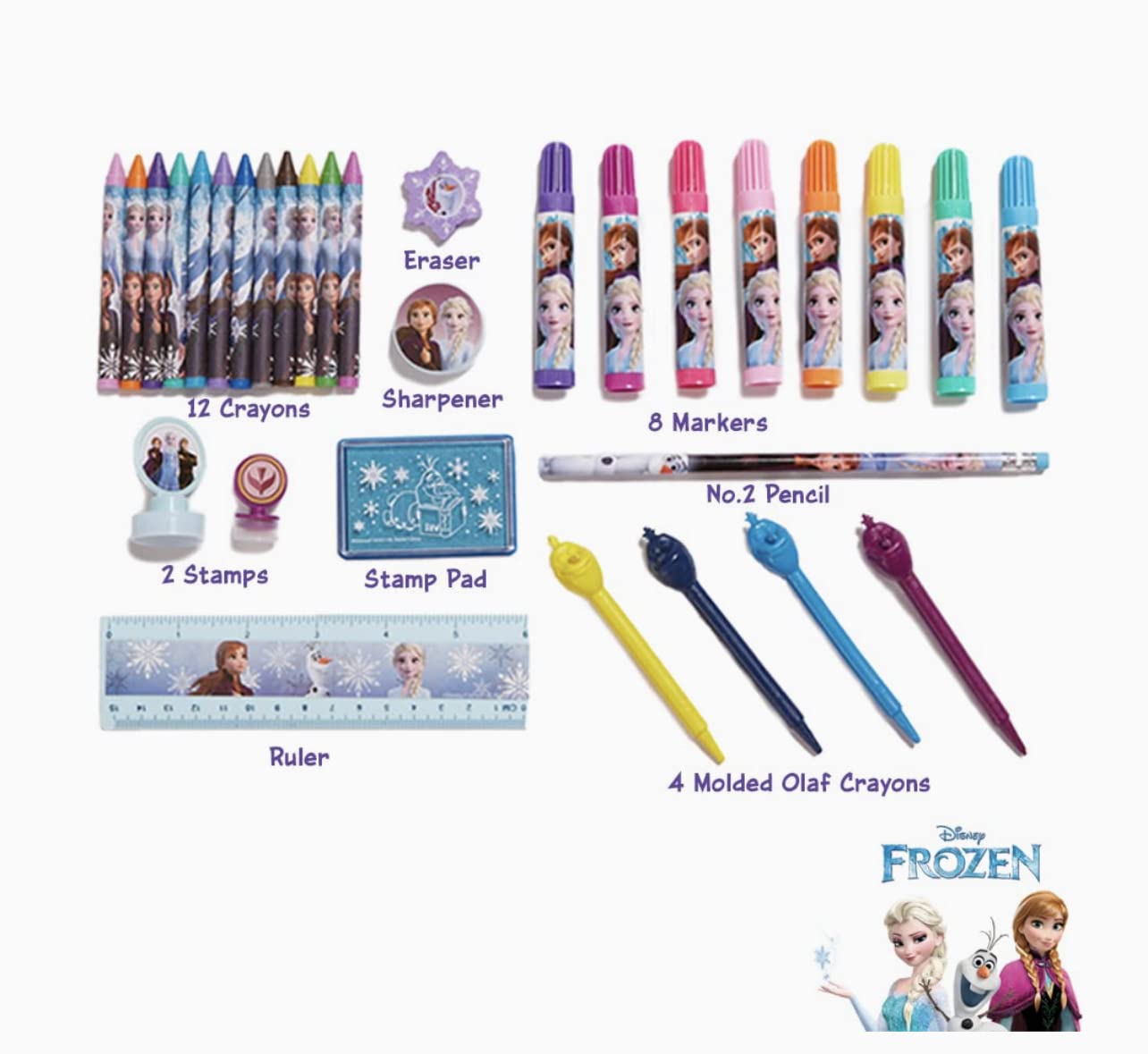 Disney Frozen 2 Kids Coloring Activity Set with Carrying Tin- Deluxe - Coloring Sheets, Tattoos, Stickers, & Art Supplies