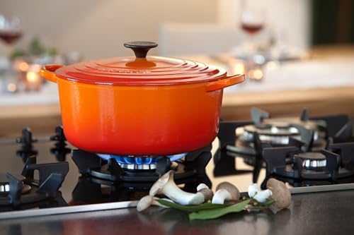 Enameled Cast Iron Round French Oven Color: Flame, Size: 7.25-qt.