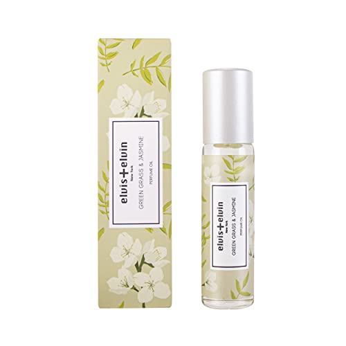 elvis+elvin Non-alcohol Perfume Oil; Fragrance Oil RollOn Roller Perfume15ml for Unisex Women and Men; (Green Grass & Jasmine)