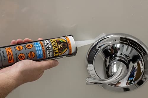 Gorilla Waterproof Caulk & Seal 100% Silicone Sealant, 10oz Cartridge, Clear (Pack of 1)