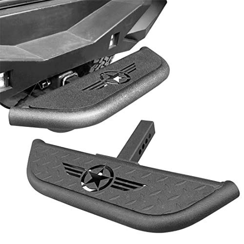 EYOUHZ Universal Pentagram Logo Bumper Hitch Step Trailer for 2 Inch Receiver Compatible with Pickups Trucks Vans SUVs ATVs, with Pin Lock & U-Bolts Stabilize, Tow Guard Protector Rear bar
