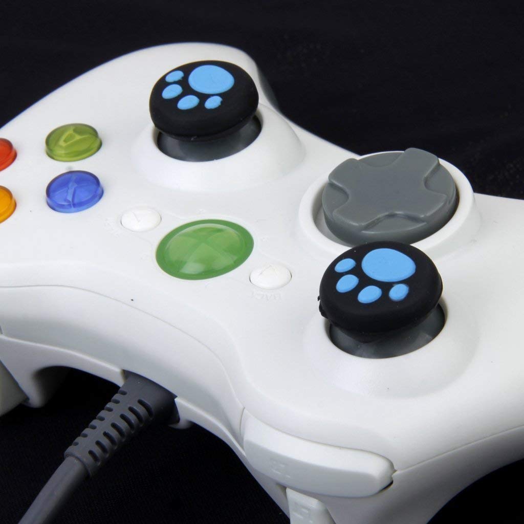 Silicone Thumb Stick Grip Cap Joystick Thumbsticks Caps Cover for PS4 PS3 Xbox One PS2 Xbox 360 Game Controllers (Blue Cat Dog Paw 4PCS)