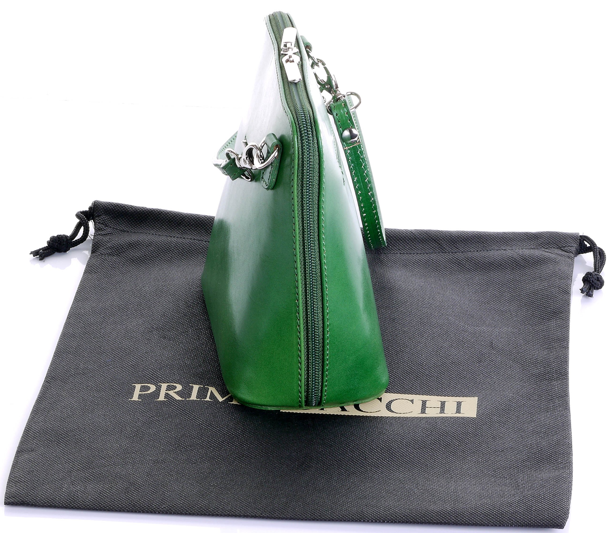PRIMO SACCHI Ladies Italian Leather Green Small Micro Cross Body Shoulder Bag Handbag Purse