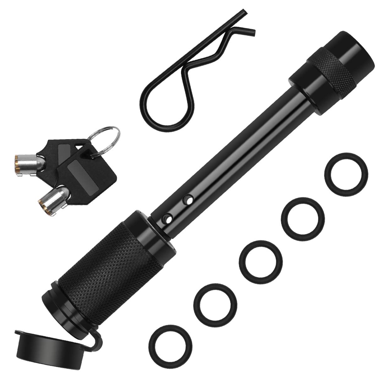 Coitak Trailer Hitch Lock Pin Set, 5/8" Black Tow Hitch Receiver Lock with Anti-Rattle, Extra-Long Locking Hitch Pin with Heavy Duty (5/8" Hitch Lock)