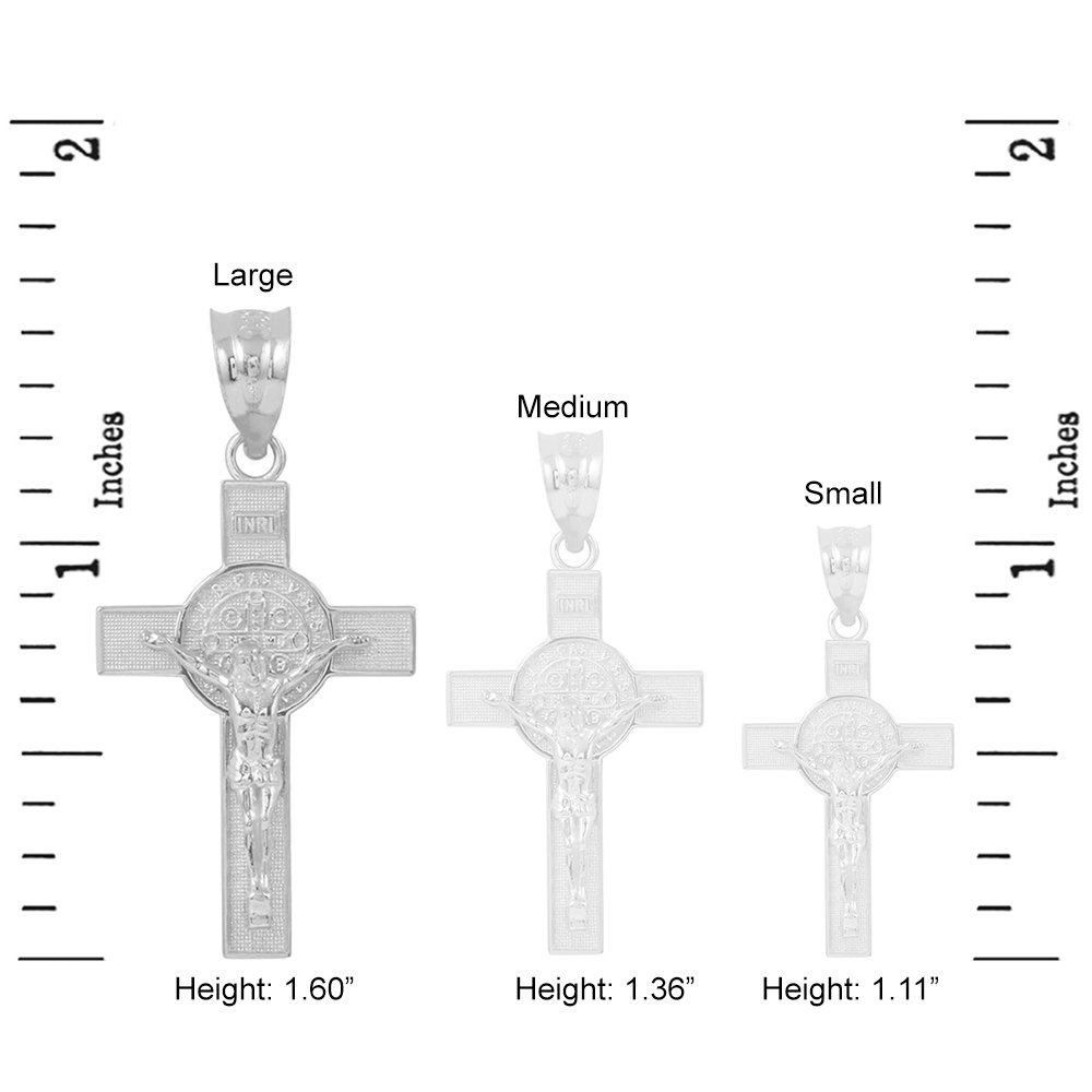 Claddagh Gold 925 Sterling Silver St. Benedict Crucifix Cross Pendant Necklace (1.60"), 22"