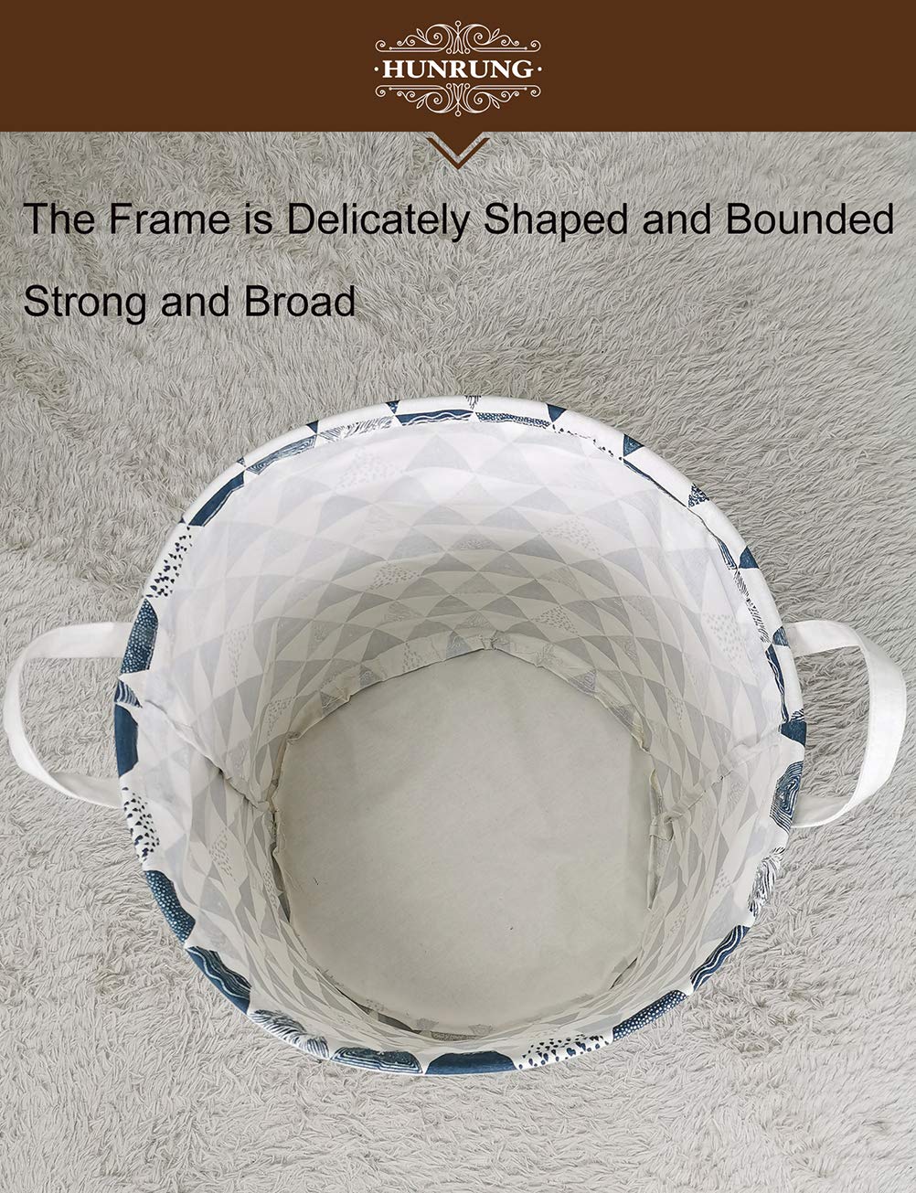 HUNRUNG Laundry Hamper,Large Canvas Fabric Lightweight Storage Basket Toy Organizer Dirty Clothes Collapsible Waterproof for College Dorms(Round-Pine Dinosaur)