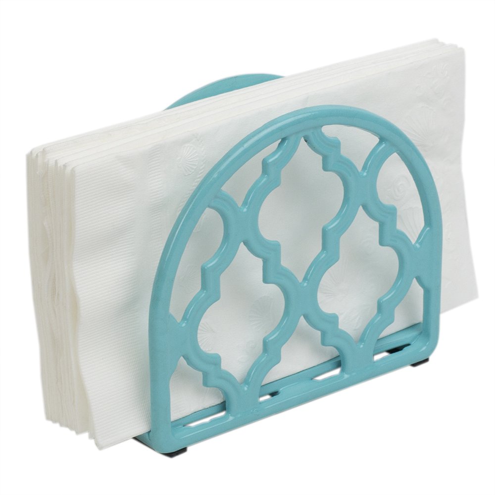 Cast Iron Kitchen Pantry Ware Bundle (2-Piece Set) Turquoise | includes Paper Towel Holder and Table Napkin Holder | Lattice Collection | by Home Basics