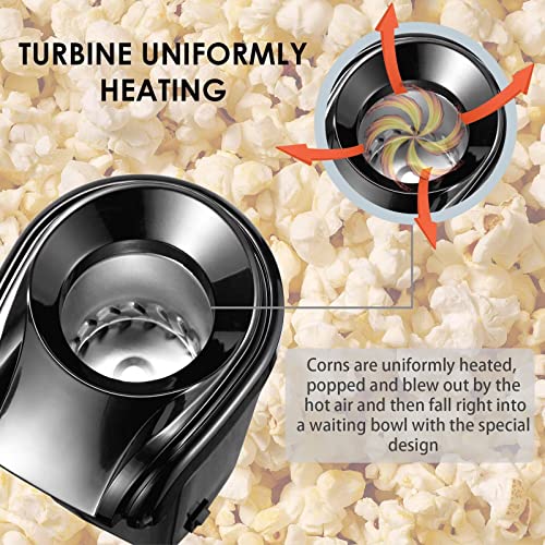 Hot Air Popcorn Popper Maker, Electric Hot Air Popcorn Popper Corn Popcorn Machine for Healthy Oil Free Popcorn