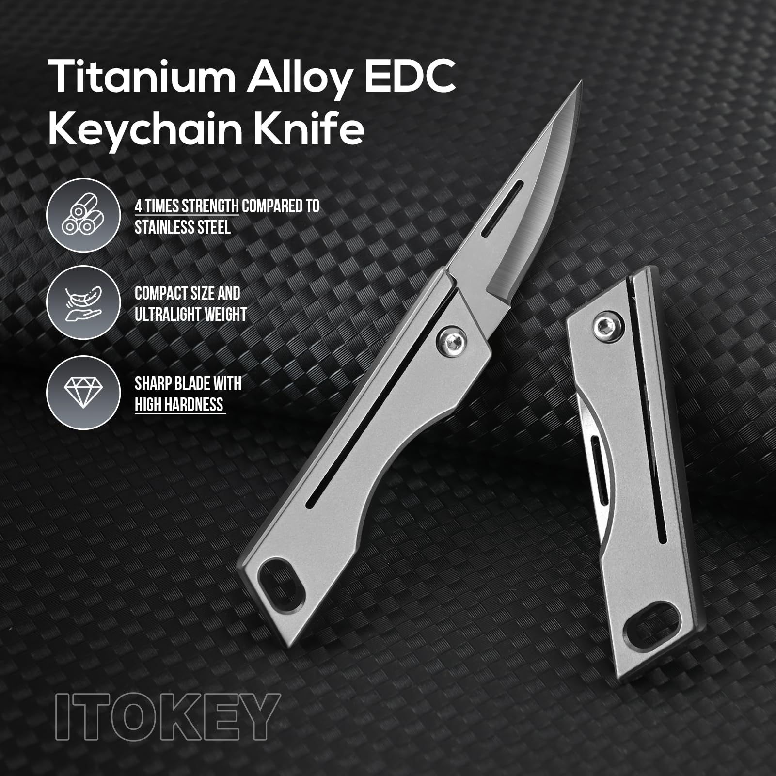 ITOKEY Small Pocket Knife, EDC Folding Knives, Titanium Keychain Knife, Perfect Tiny Knifes for Men, Little Box Cutter for Home Office Everyday Carry, Dad Gadgets GIfts