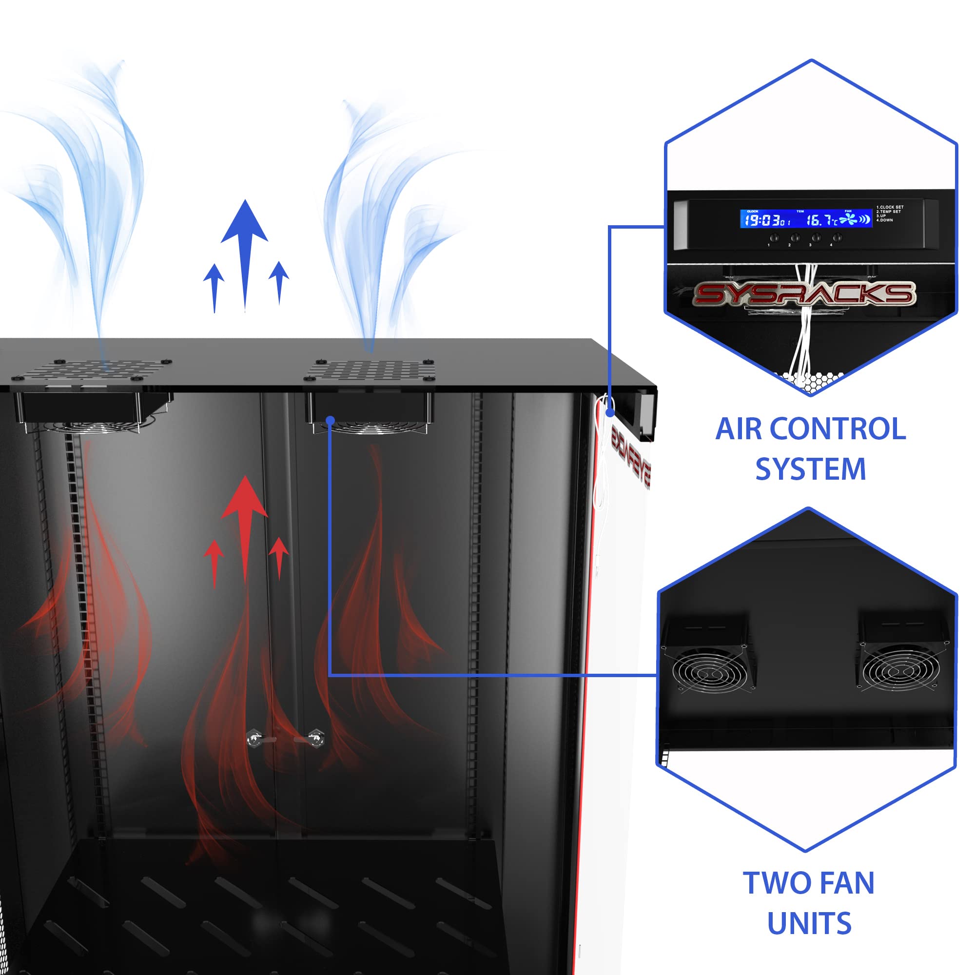 Sysracks 18U 24inch Deep Server Rack Cabinet It Enclosure Premium Series Data It Locking Under Desk Network Rack with Wheels PDU and Other Accessories