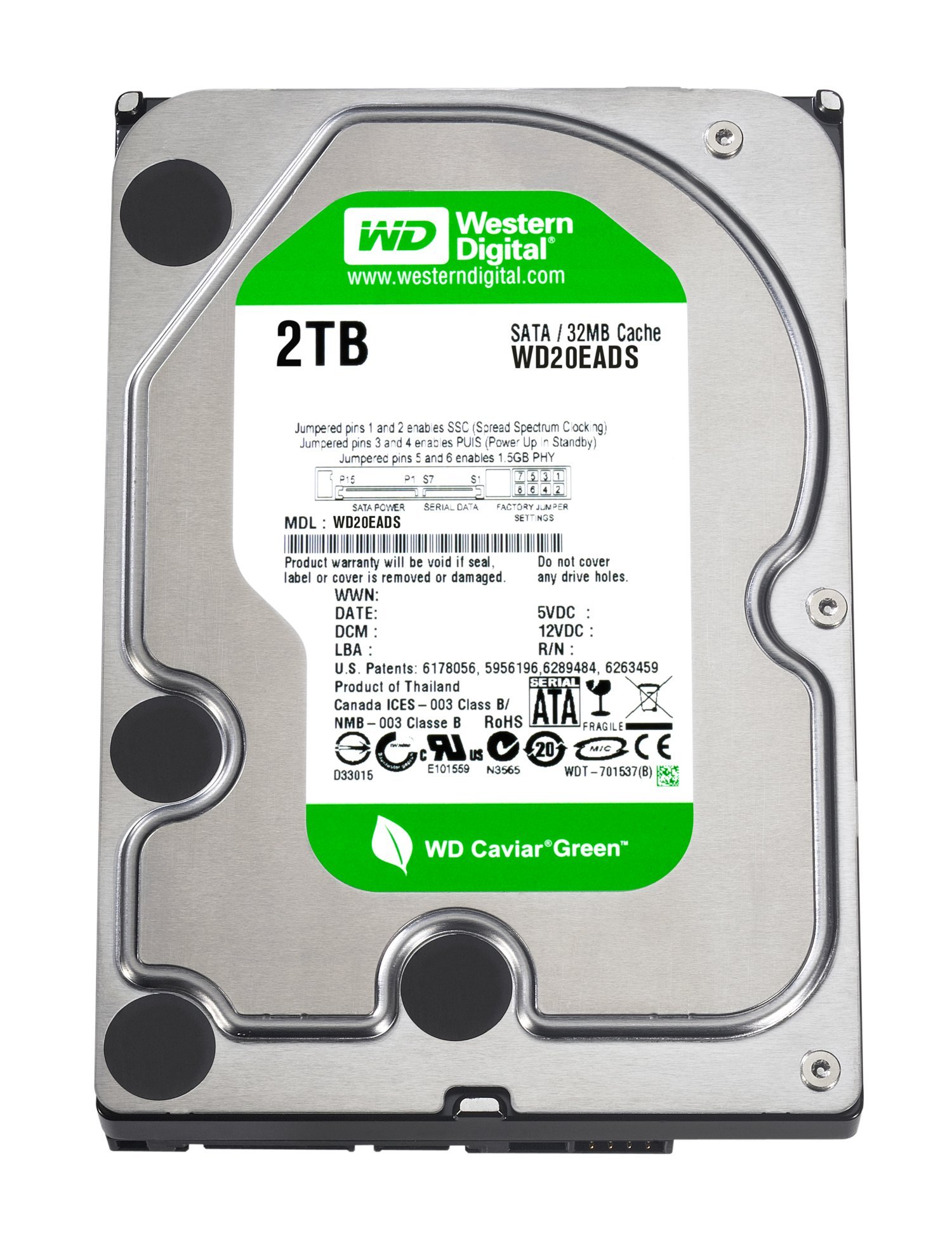 Western Digital Caviar Green 2 TB SATA II 32 MB Cache Bulk/OEM Internal Desktop Hard Drive - WD20EADS