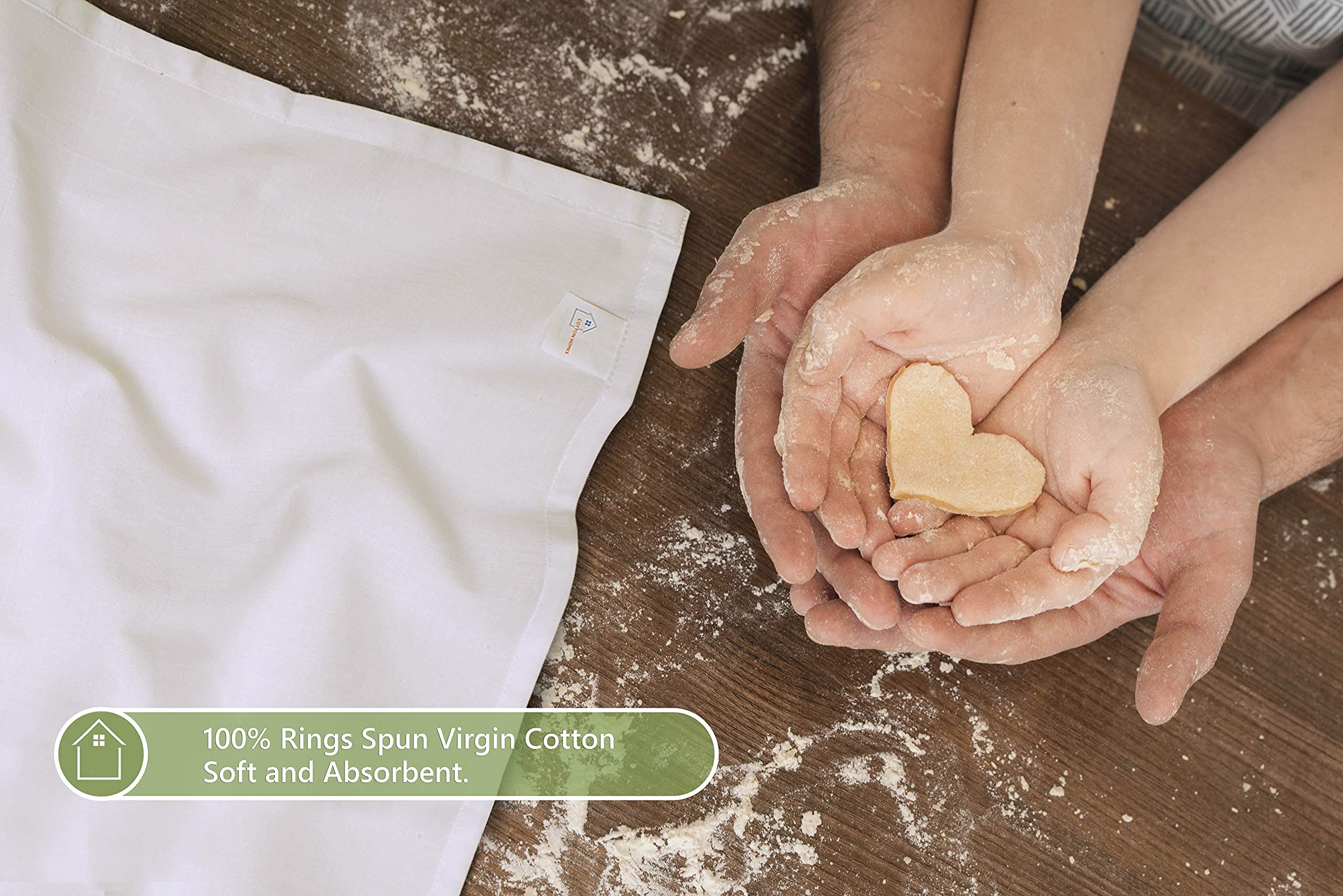 COTTON HOMES Flour Sack Tea Towel, Dish Cloth, Cheesecloth Baking Towels for Kitchen 6 Pack - 28x28 Inch- [with 3 Free Wash Cloths] -100% Virgin Cotton.