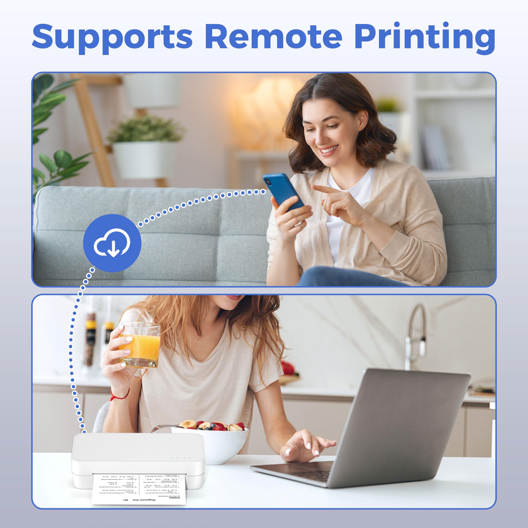 ItriAce S821 Thermal Printer,Wireless Printer Support 8.5" x 11" US Letter,Inkless Printer Support Phones & PC, WiFi Thermal Printer for Home, School&Office Use.