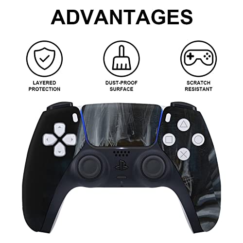 Death Skull Full Protective Skin Cover Design Wrap Decal Sticker Compatible with PS5 Digital Edition Console and Controller