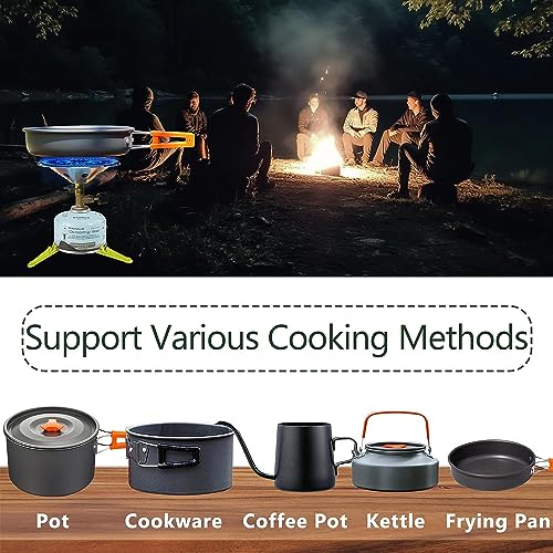 Hotdevil Portable Camping Stove Burner With Fuel Can Canister Stand equivalent to Coleman Bottletop Propane Camping Stove Single Burner Backpack Stove with Adjustable Stand (Gas Canister Not Included)