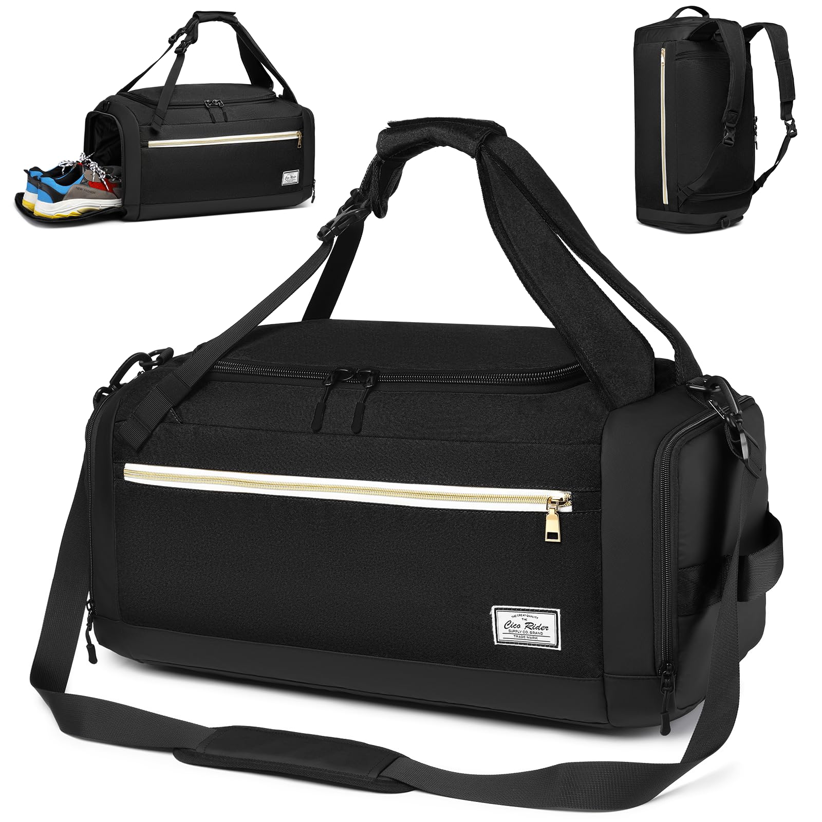Cico Rider Gym Duffle Bags for Men with Shoe Compartment Wet Pocket 3-Way Large Sports Duffel Bag Backpack