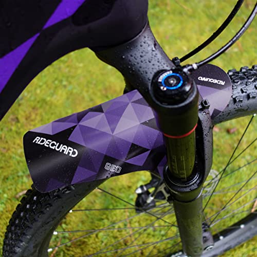 RideGuard PF1 - Front MTB Mudguard Mountain Bike Fender. Fits 24”, 26”, 27.5”, 29”, Plus Size and Fat Bikes. UK Made 100% Recycled Plastic Waste 100% Recyclable. (Geo Purple)