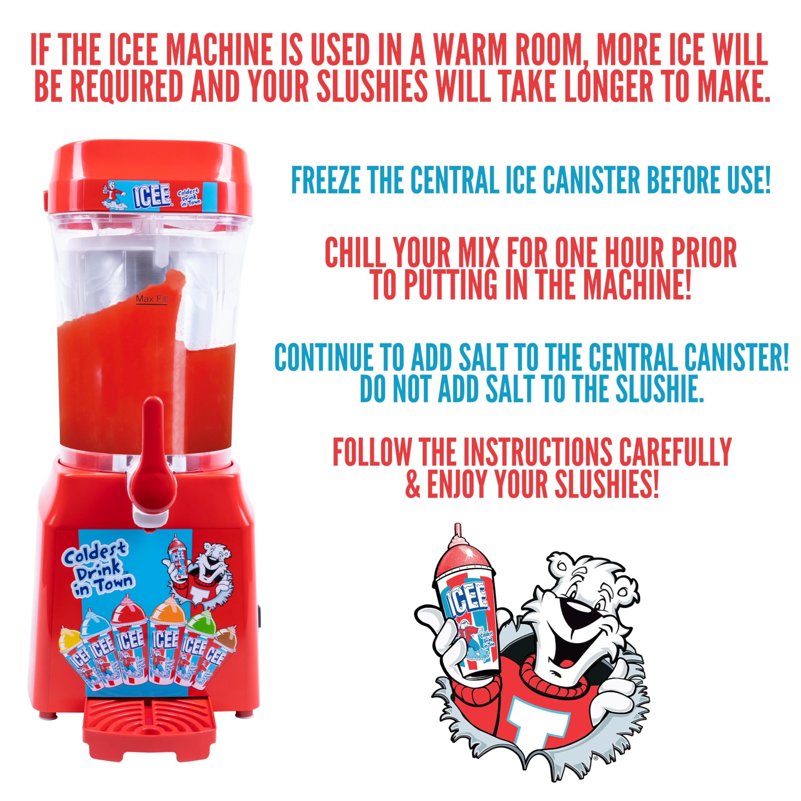 ICEE Slushie Machine. Home Countertop Slushy Maker. New for 2024. Creates up to 34Floz of Ice Cold ICEE Slushy. Make Ice Cold Slushies at Home! Officially Licensed ICEE Merchandise.