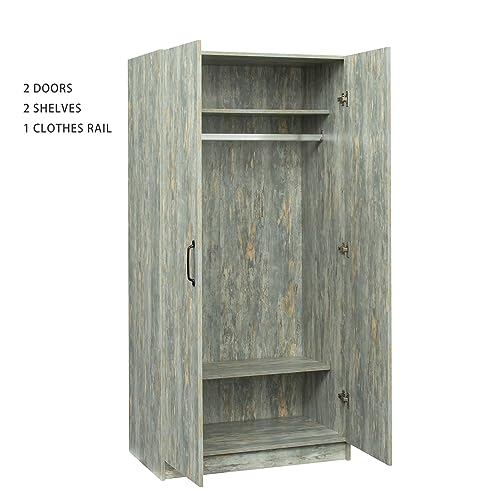 RIDFY 65" Bedroom Armoires,High Wardrobe with Clothing Rod,Large Storage Wardrobe Cabinet with 2 Doors,Kitchen Cabinet for Office, Home,Grey(65" H x 31.5" W x 20" D)