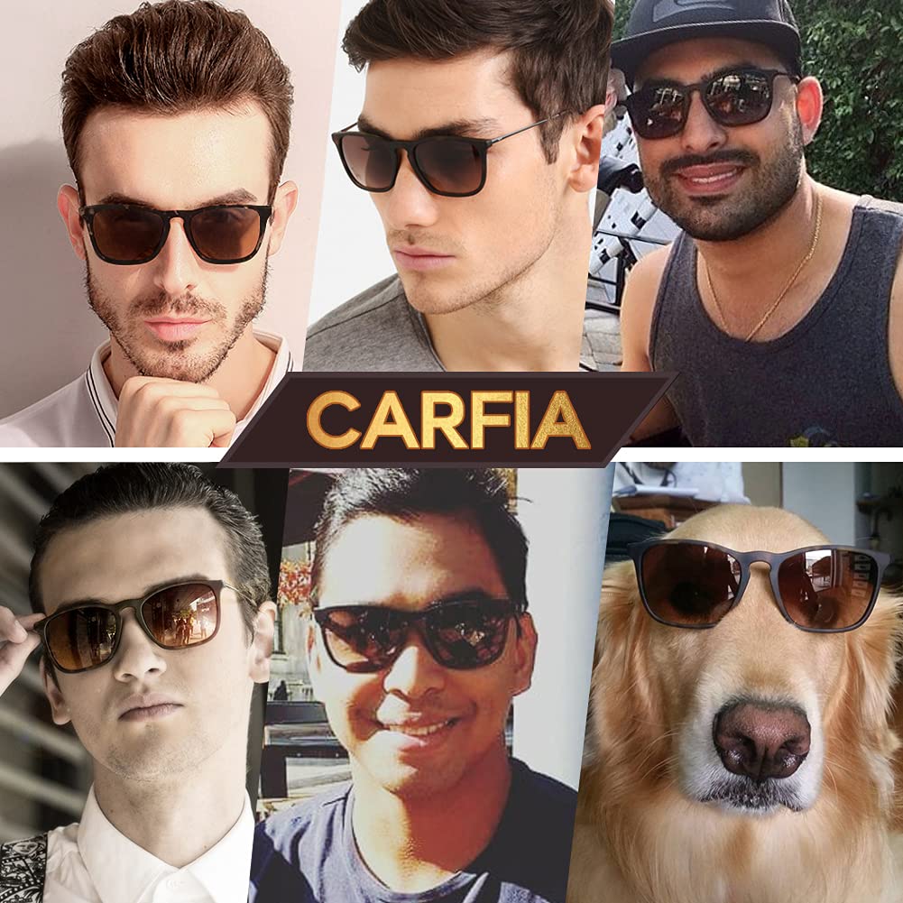 CARFIA Classic Square Polarized Sunglasses for Men UV Protection Driving Fishing Golf Outdoors Sun Glasses