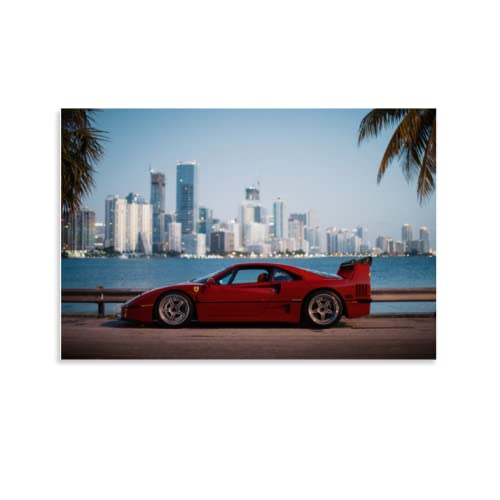 klloq Ferrari F40 Super Sports Car Poster 3 Canvas Poster Wall Art Decor Print Picture Paintings for Living Room Bedroom Decoration Unframe 24x36inch(60x90cm)