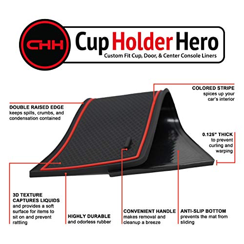 CupHolderHero for Ford F150 Accessories 2015-2020 Premium Custom Interior Non-Slip Anti Dust Center Console Organizer Tray with Liner Mats, 5-pc Set (Bucket Seat) (Blue Trim)