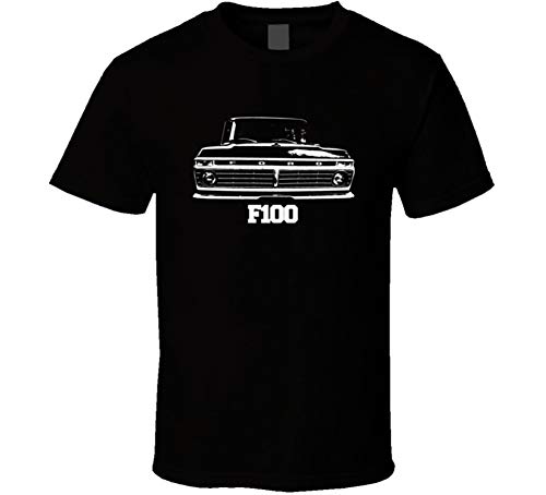 CarGeekTees 1976 F100 Pickup Truck Grill View with Model Name Black T Shirt XL Black