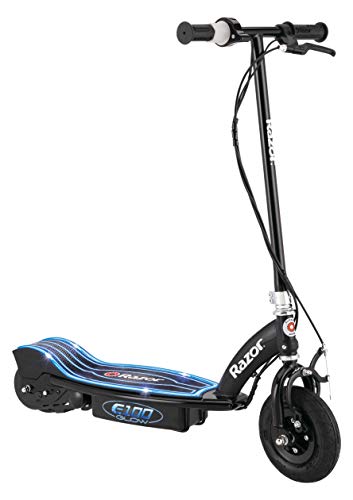Gotrax GKS Electric Scooter & Razor E100 Glow Electric Scooter for Kids Age 8+, LED Light-Up Deck, 8 Air-Filled Front Tire, Up to 40 Minutes Continuous Ride Time