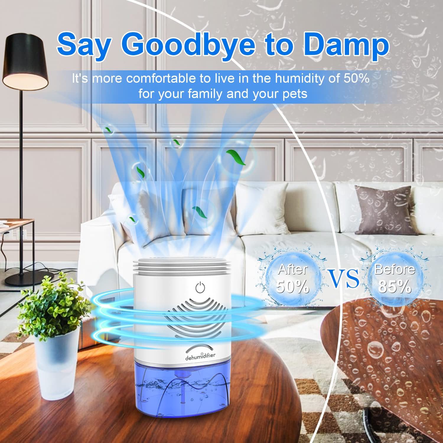 Dehumidifiers Small for Home Bedroom 34oz (1000ML) Mini Dehumidifier for Bathroom, RV, Closet, Office, Kitchen, Laundry, with Auto-off, Ultra-Quiet, Lights Energy Saving
