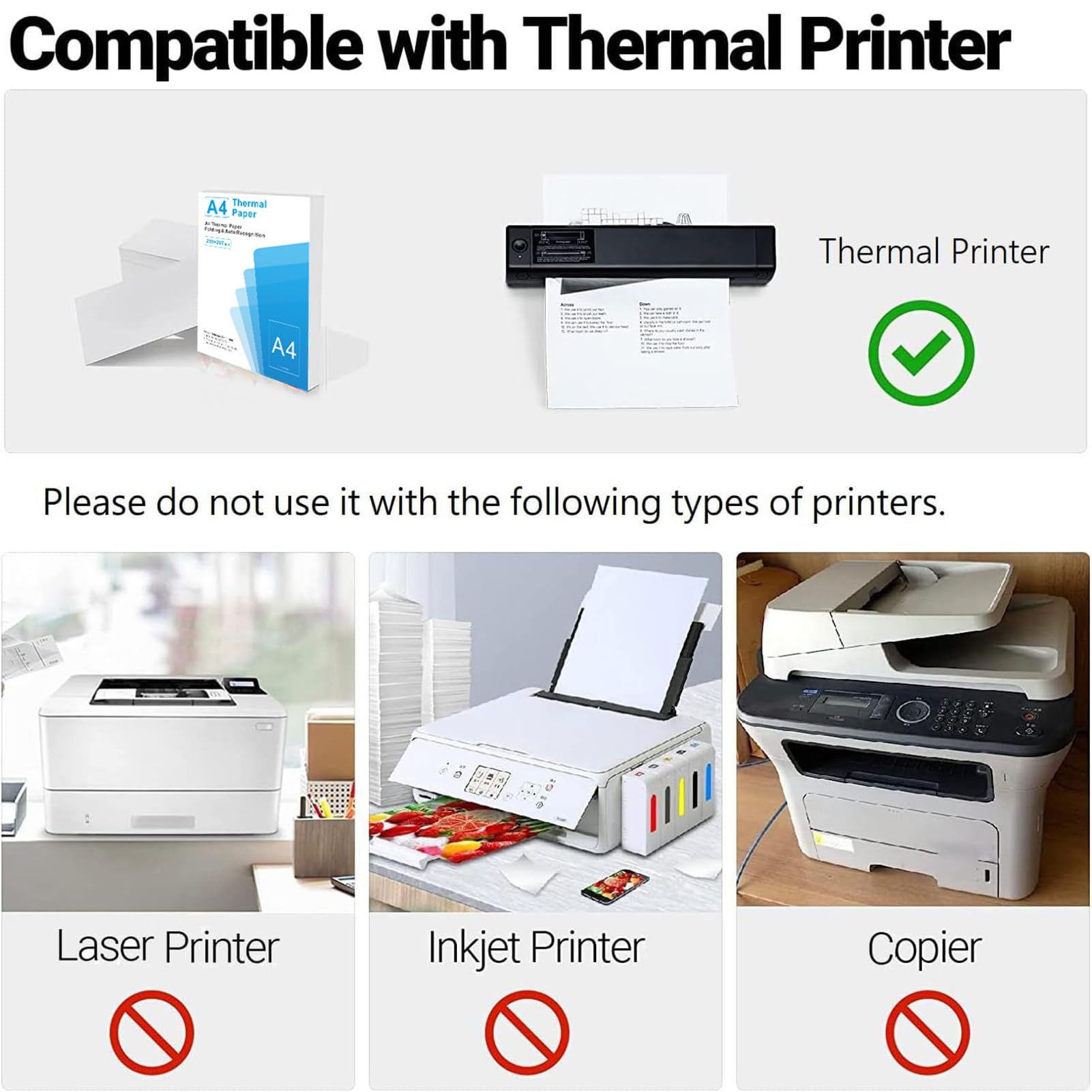 ICRPSTU 100 Sheets Thermal Printing Paper, Folding Box Portable Thermal Print Paper, Thermal Printer Paper Boxed Thermal Paper Foldable for A4, Wrapping Tissue