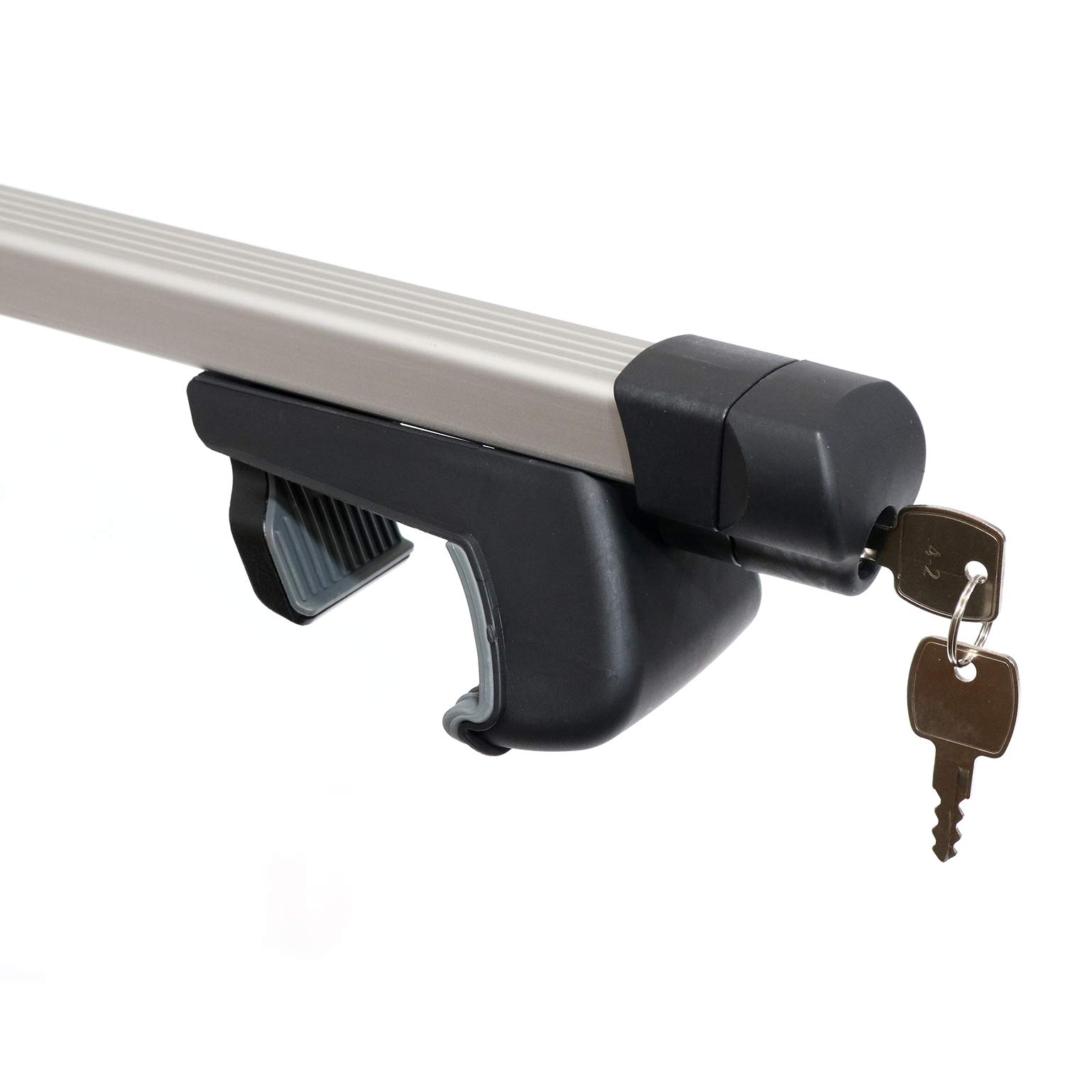 CargoLoc 2-Piece 52" Aluminum Roof Top Cross Bar Set – Fits Maximum 46” Span Across Existing Raised Side Rails with Gap – Features Keyed Locking Mechanism, Silver