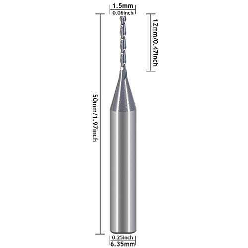 CNC Router Bits,Spiral UP Cut Router Bit, 1/4 inch Shank ,1/16 inch Cuting Diameter ,2 Flute Plunge CNC End Mill for Plywood,MDF Pack of 2