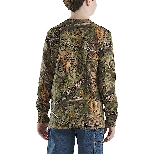 Carhartt Boys' Long Sleeve Crewneck T-Shirt with Pocket, Mossy Oak Country Camo