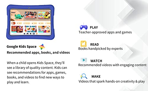 NOBKLEN Kids Tablet 10 Inch Tablet with Android 12 OS - 4GB RAM and 64GB Storage, 2.4G/5G WiFi, 1280 * 800 IPS Display, 8000mAh Battery, Bluetooth 5.0, GPS, Dual Cameras, and Parental Controls