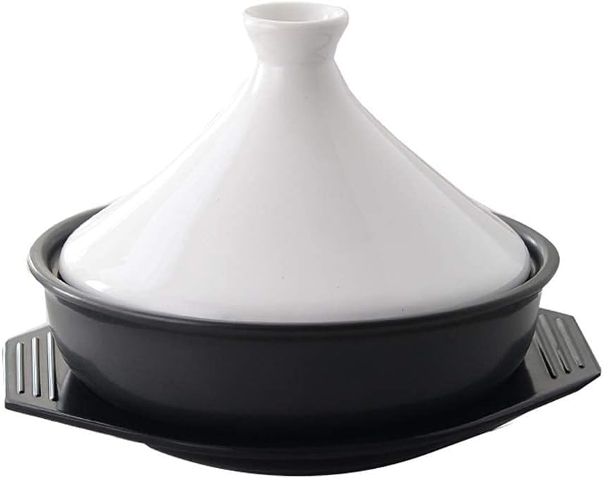 HYDIK Tagine Pot,Round Ceramic Casserole Clay Pot with Lid,Multifunction Cookware for Stew Soup,Heat-Resistant Hot Pot Earthen Pot