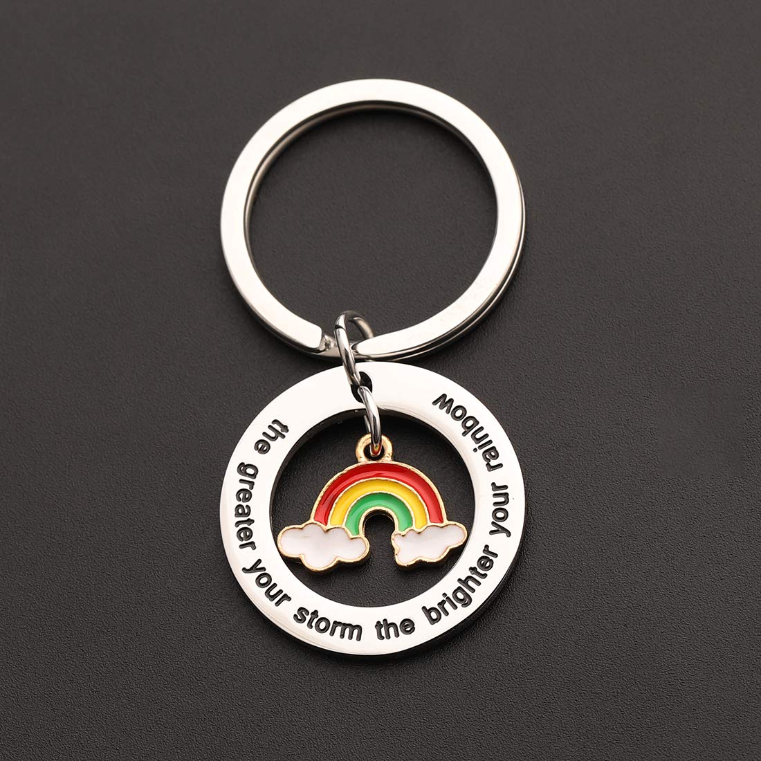 CHOORO The Greater Your Storm The Brighter Your Rainbow Encouragement Keychain Keep Going Gift (Key Chain)