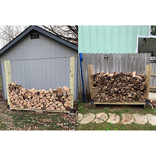 Foozet Firewood Rack Outdoor with Wood Screws Log Rack Heavy Duty Steel Adjustable to Any Length Station Firewood Bracket Kit Black Medium