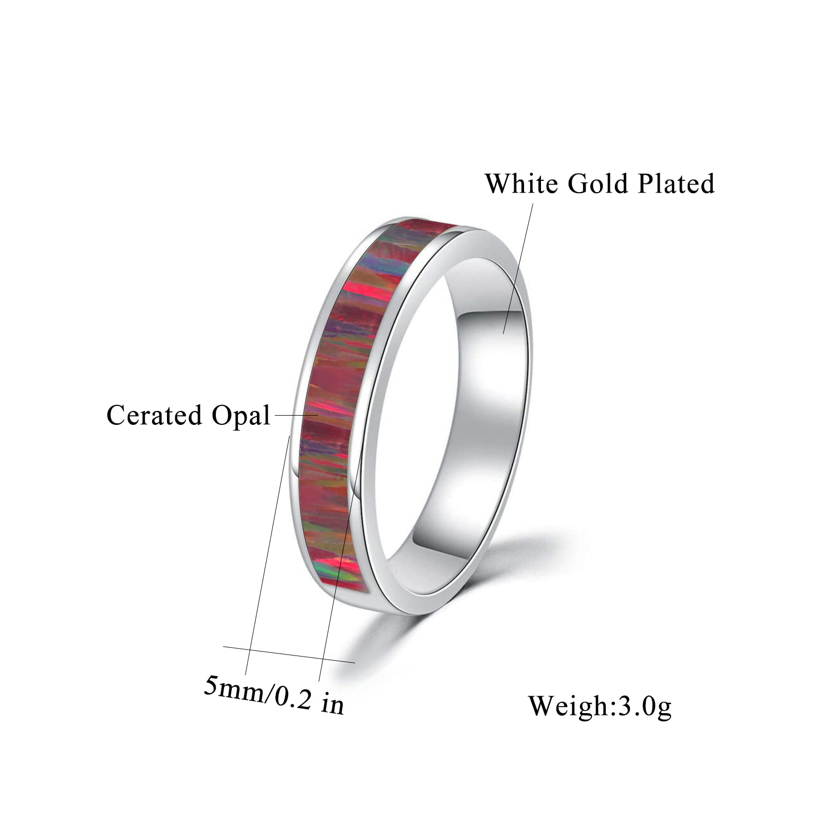 CiNily Orange Opal Wedding Band Ring Sterling Silver Plated Eternity Engagement Stackable Ring Size 7