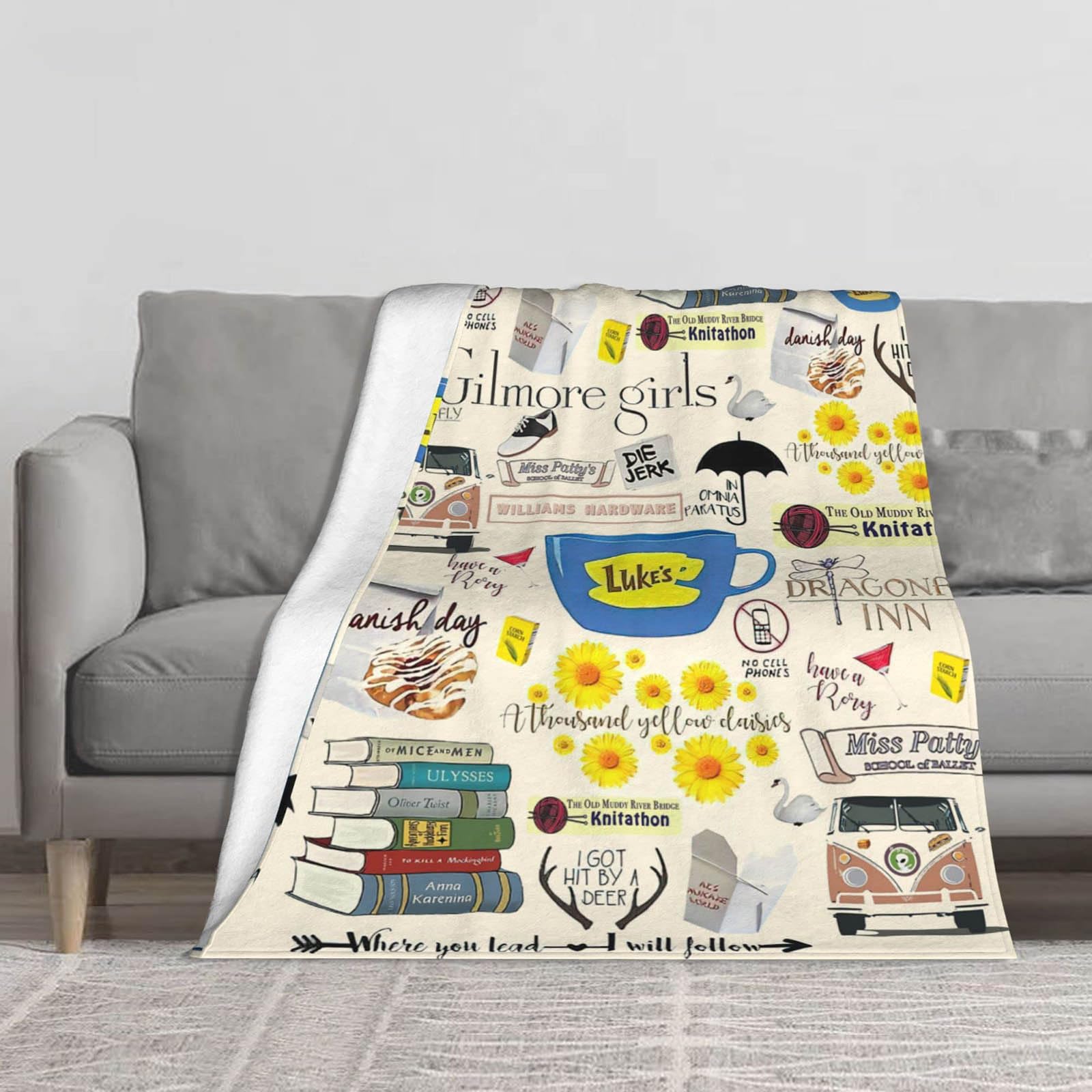 Gilmore Blanket for Girls Flannel Plush Throw Blanket Soft and Cozy Fan Suitable for All Seasons Birthday Gift Sofa Bed Office (60X80In)