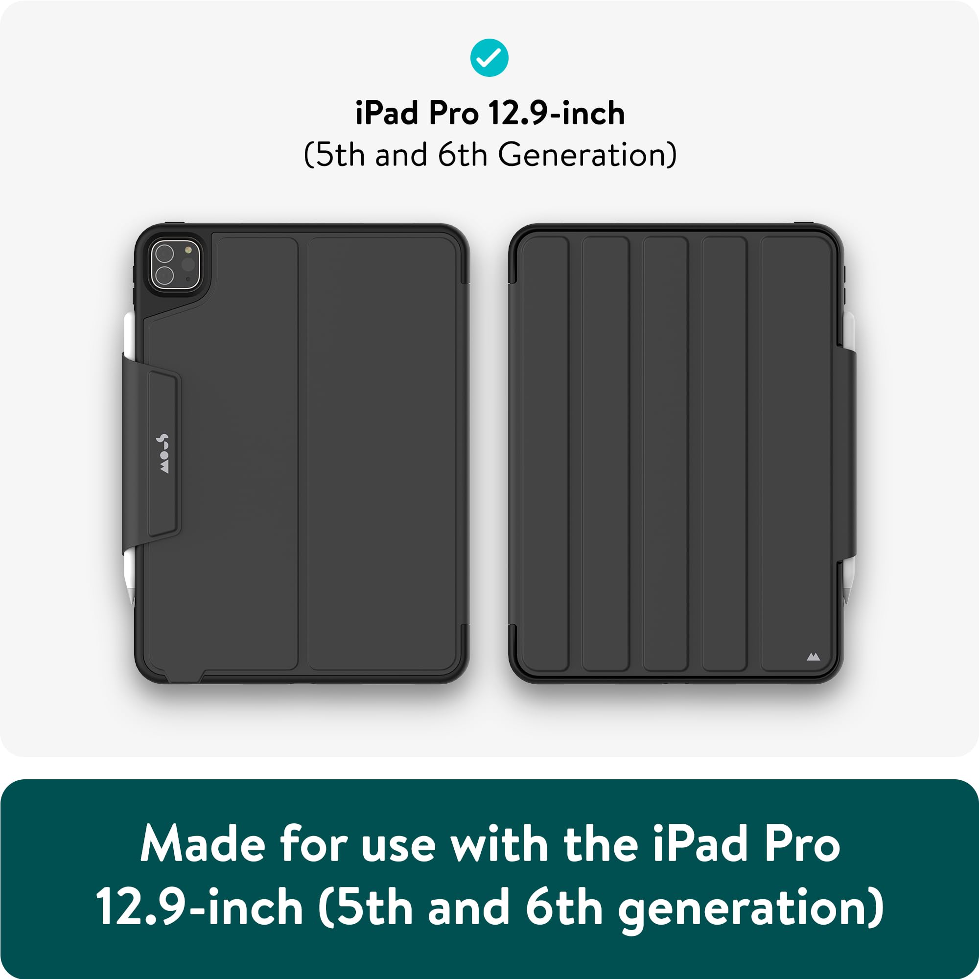 Mous – Case for iPad Pro 12.9 inch 5th Generation (2021) and 6th Generation (2022) - iPad Pro 12.9 Case with Pencil Holder and Integrated Stand