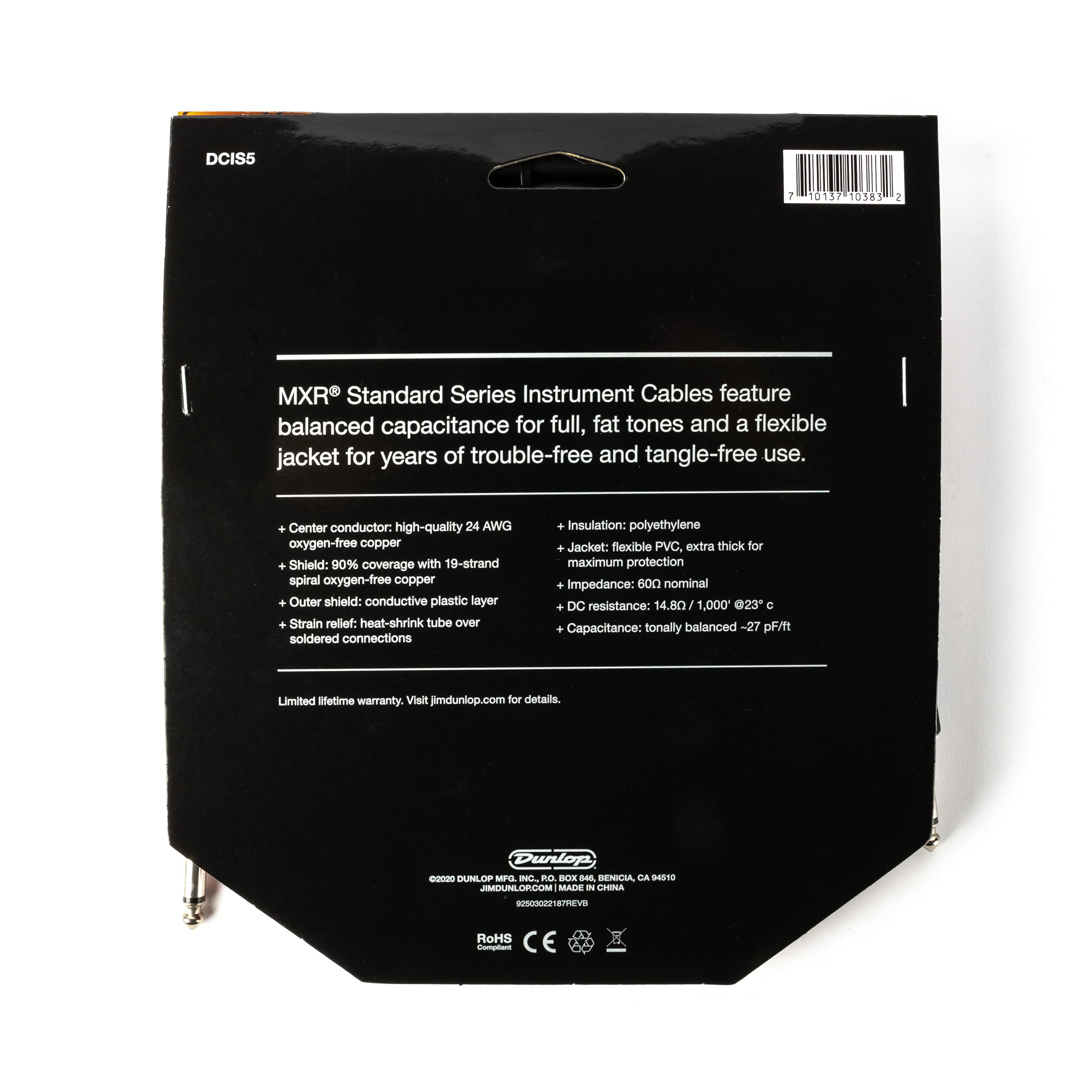 MXR Standard Instrument Cable 5 ft|1.5 m (DCIS05)